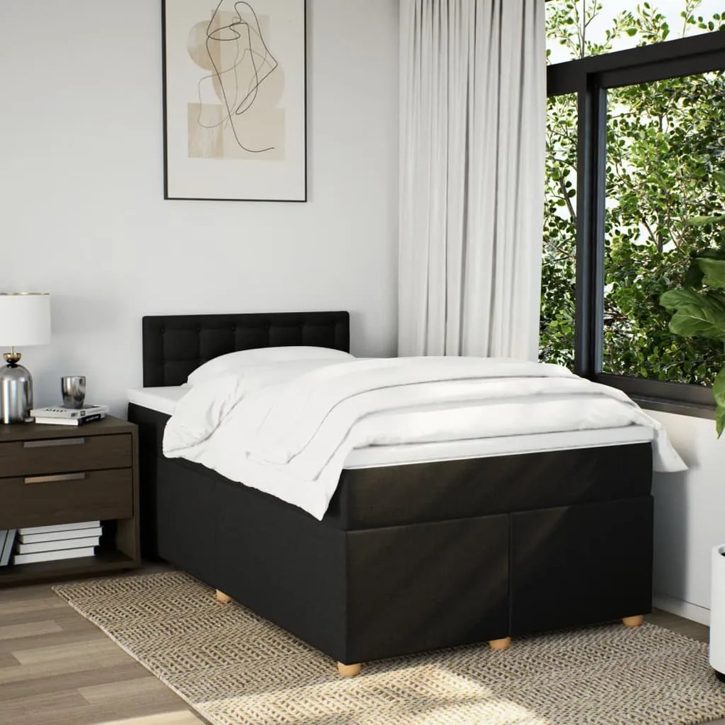 Box spring postel s matrací černá 120x200 cm textil 3288963