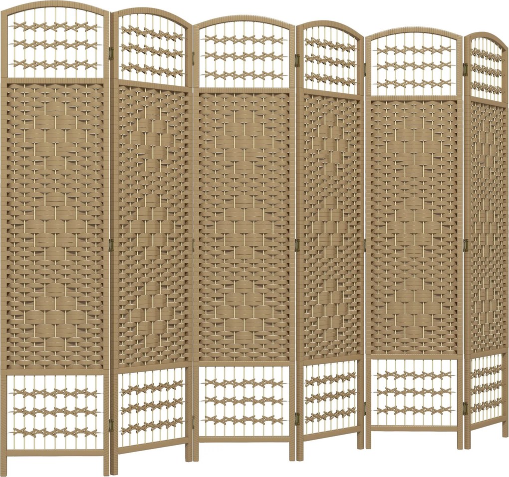 HOMCOM 6-panelový paraván 240x170 cm skládací dělicí stěna s papírovým provázkem a dřevěným rámem pro ložnici a obývací pokoj | Aosom