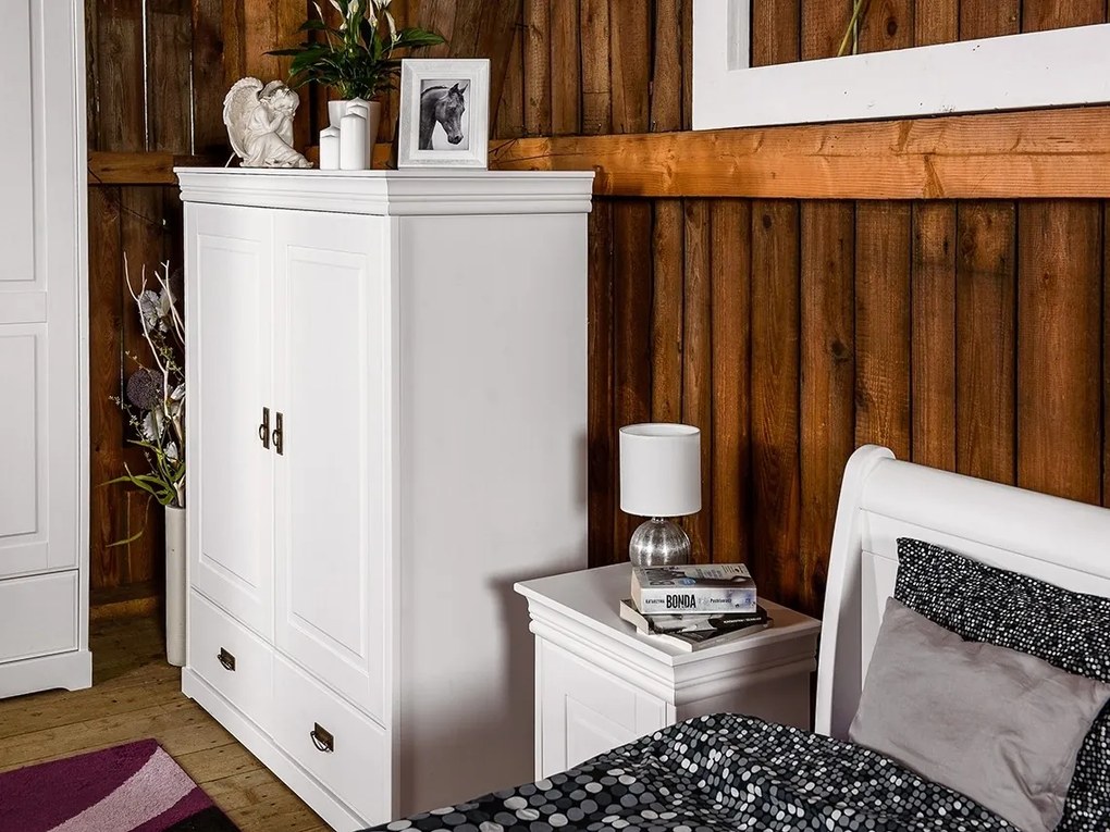 Bílý nábytek Noční stolek Toskania, bílý, masiv, borovice, TAHOMA