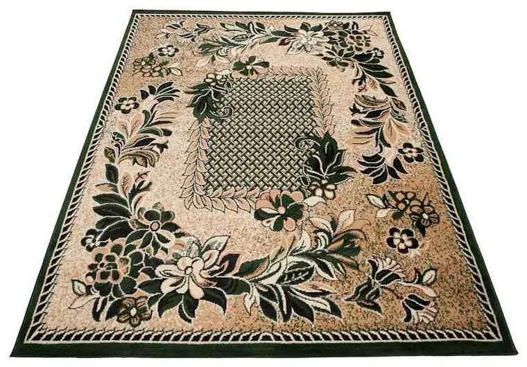 Kusový koberec PP Květiny zelený 100x200cm