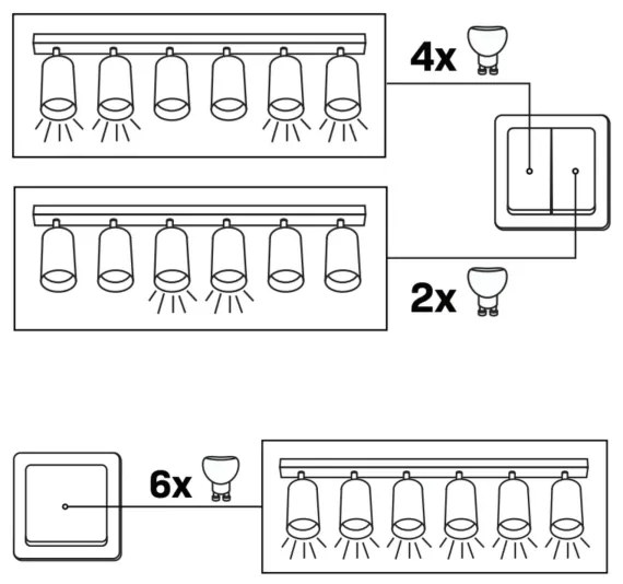 Bodové svítidlo BAMBOO 6xGU10/10W/230V černá