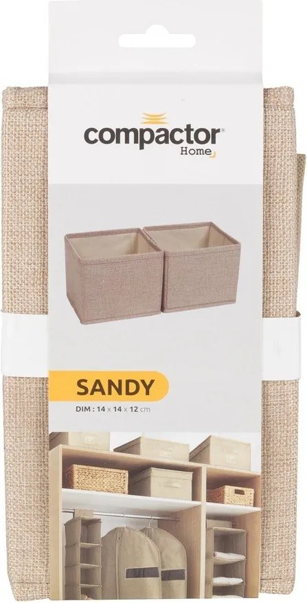 Béžové látkové úložné boxy v sadě 2 ks 14x12x12 cm Sandy – Compactor