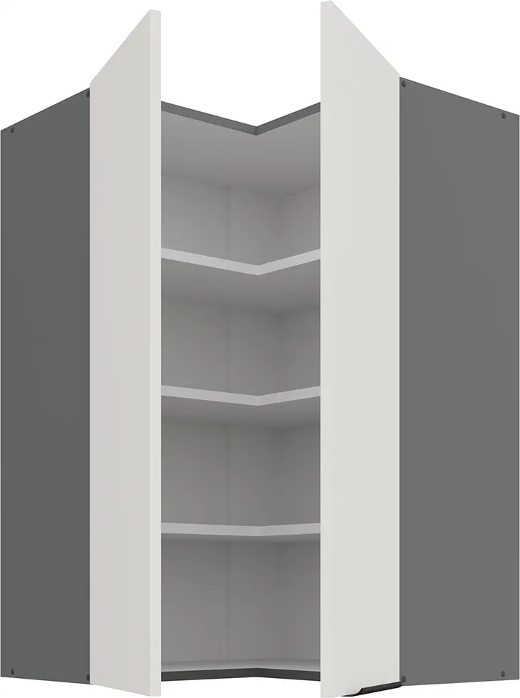 ARIA aw | horní kuchyňská skříňka 60x60 GN-90 2F (90°) rohová s policemi | VYSOKÁ | 60x60 cm | antracit/bílá