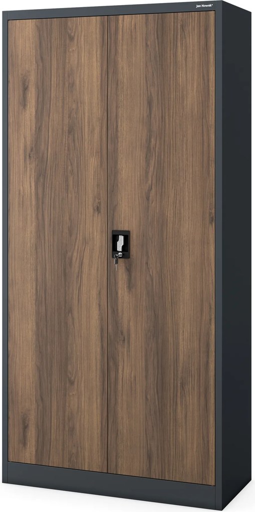 Kancelářská skříň na dokumenty se 4 policemi, antracit/ořech, 900x1850x400 mm: JAN Eco Design