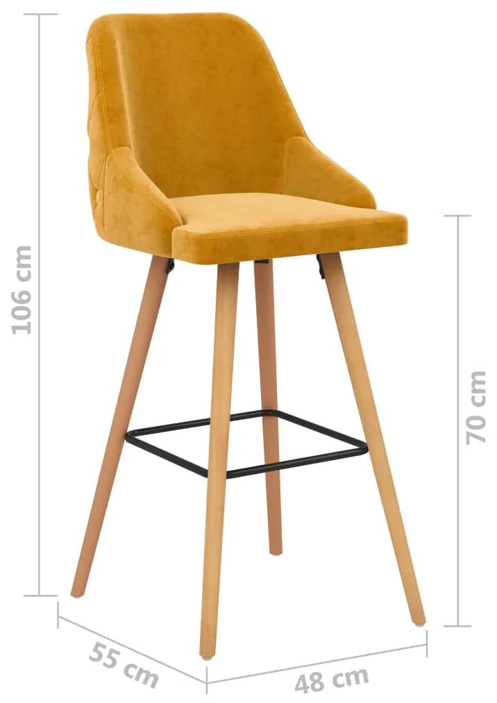 vidaXL Barové židle 2 ks žluté samet