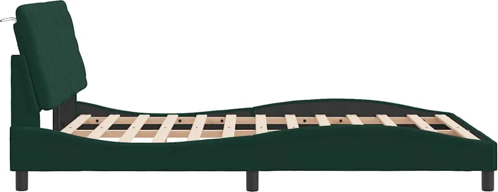 Rám postele bez matrace tmavě zelená 140 x 190 cm samet 3207920
