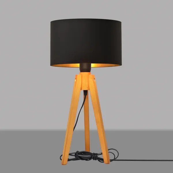 Stolní lampa ALBA 1xE27/15W/230V černá/zlatá/dub