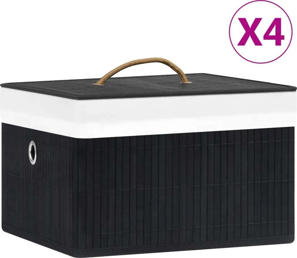 vidaXL Bambusové úložné boxy 4 ks [320769] Barva: Bílá