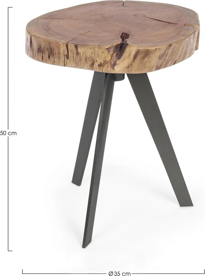 Černý/v přírodní barvě konferenční stolek s deskou z akácie ø 35 cm Aron – Bizzotto
