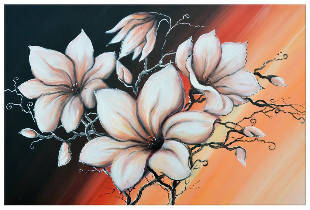 Gario Ručně malovaný obraz Magnolie při západu Rozměry: 120 x 80 cm