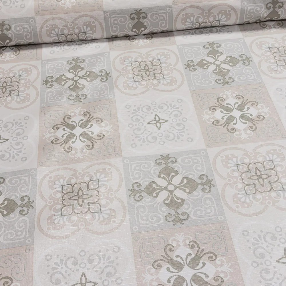 Kolaříková Ubrus PVC s textilním podkladem 5735310 béžový patchwork, š.140cm (metráž)