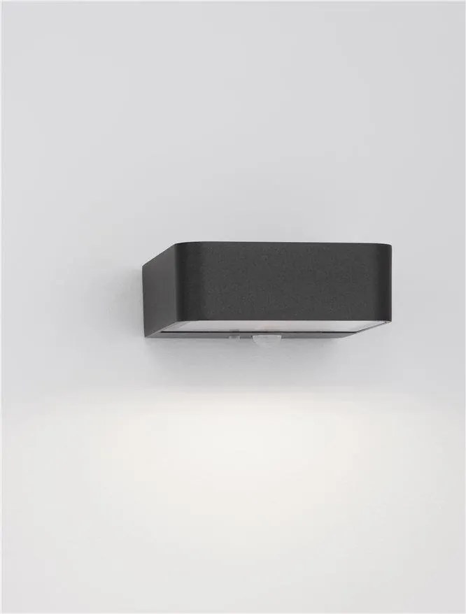 NV 9492520 Venkovní nástěnné svítidlo TREDO antracitový hliník a čiré sklo LED 2W 3000K 3.7V 106st. IP65 vypínač na těle / solární / pohybové čidlo - NOVA LUCE