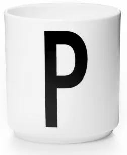 Porcelánový hrnek s písmenem P, bílá Design Letters