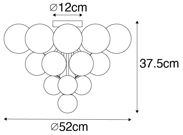 Stropní svítidlo černé s kouřovým a čirým sklem 10-světlo - Bonnie