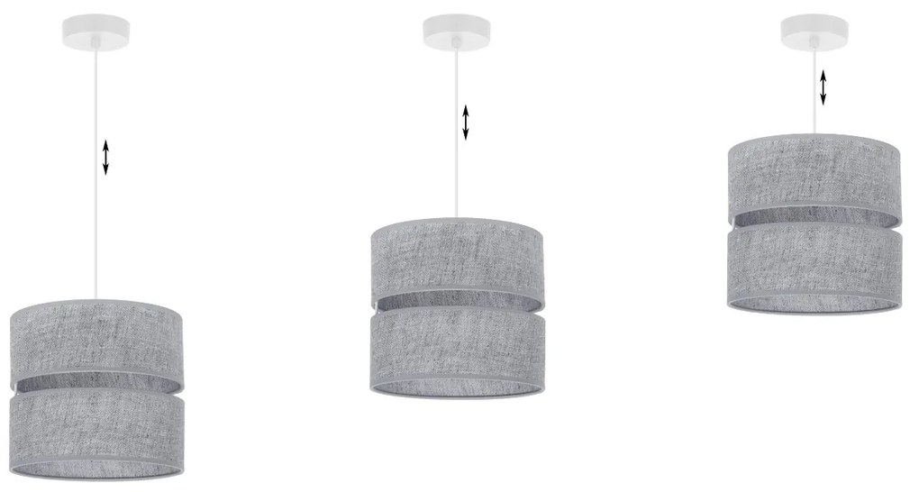 Závěsné svítidlo Jen, 1x šedé textilní stínítko, (fi 20 cm), w