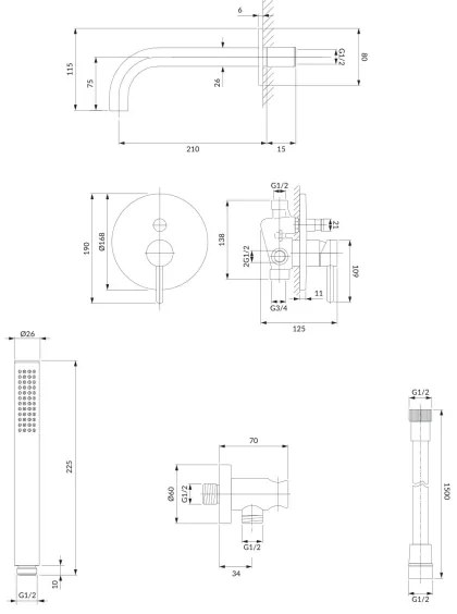 OMNIRES SYSYW01CR - Vanová sada s podomítkovou baterií Y lesklý chrom
