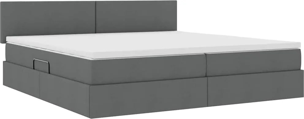 Postel s úložným prostorem a matrací Tmavě šedá 200 x 200 cm 3370468