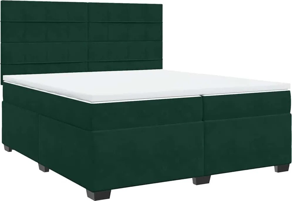 Box spring postel s matrací tmavě zelená 200x200 cm samet 3291005