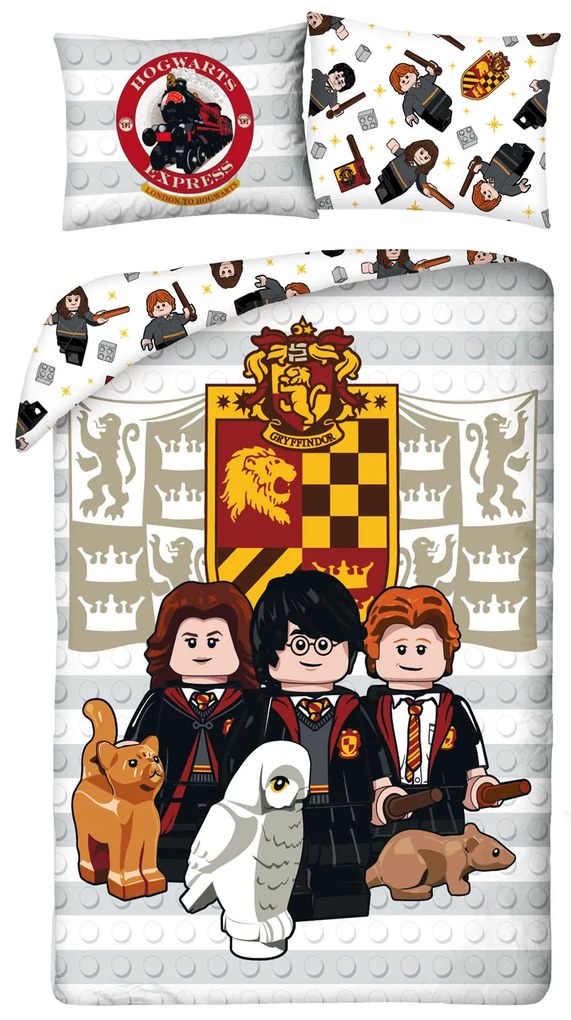 Halantex DĚTSKÉ BAVLNĚNÉ POVLEČENÍ LEGO HARRY POTTER 140X200 CM, 1KS 70X90 CM VZOROVANÉ