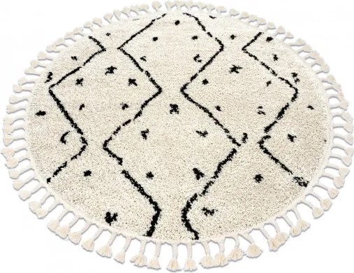Dywany Łuszczów, Kusový koberec Berber Tetuan B751 cream kruh, 160x160 (průměr) kruh, bílá, ložnice