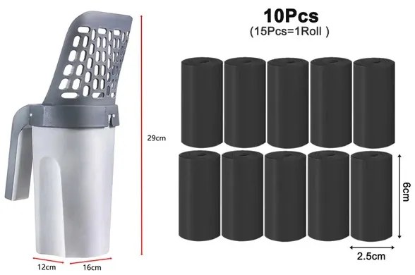 Nádobka na kočičí exkrementy spojená s lopatkou - údržba kočičí toalety Druh: With 10rolls of garb