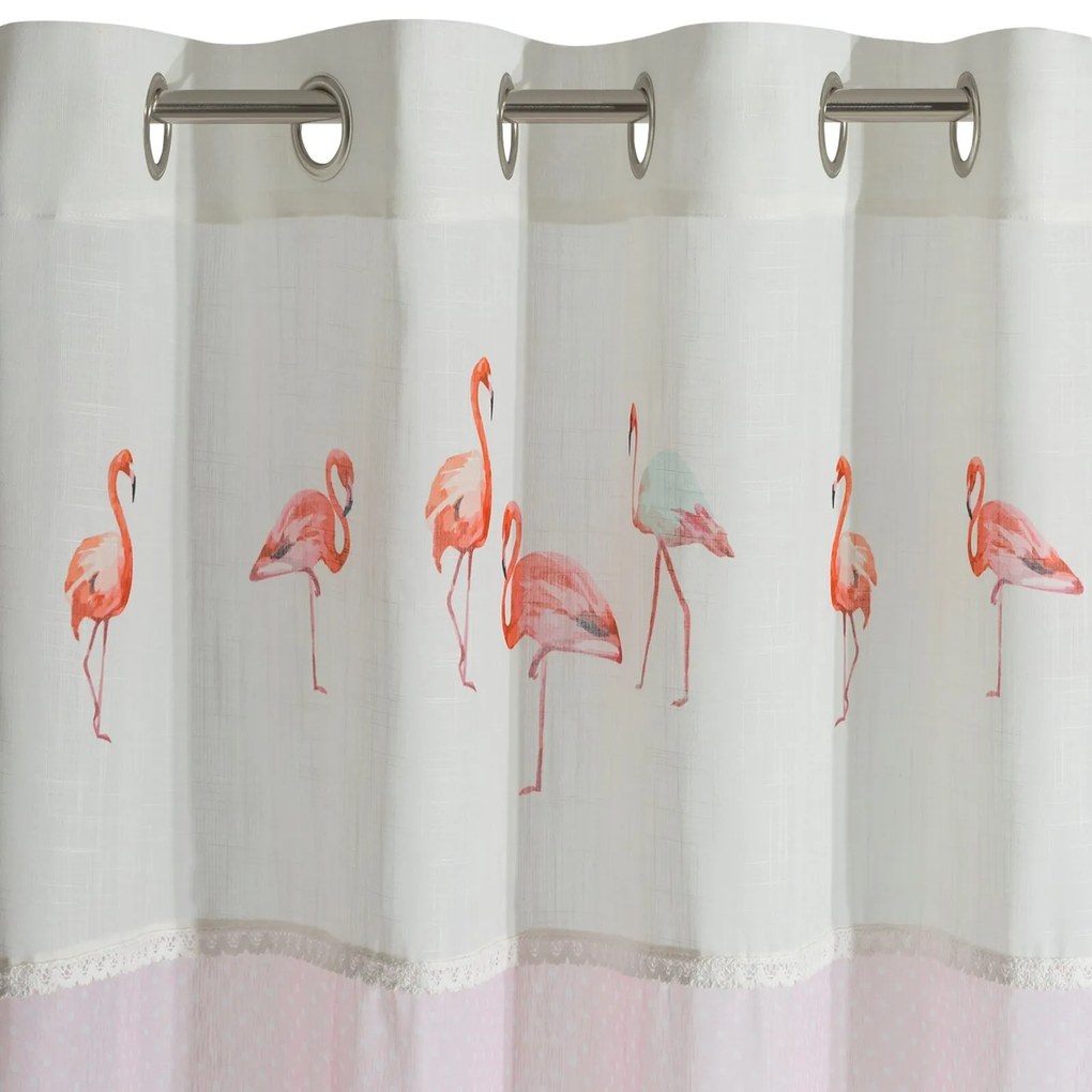 ZÁVĚS NA KROUŽCÍCH FLAMINGO 140X250 CM RŮŽOVÁ