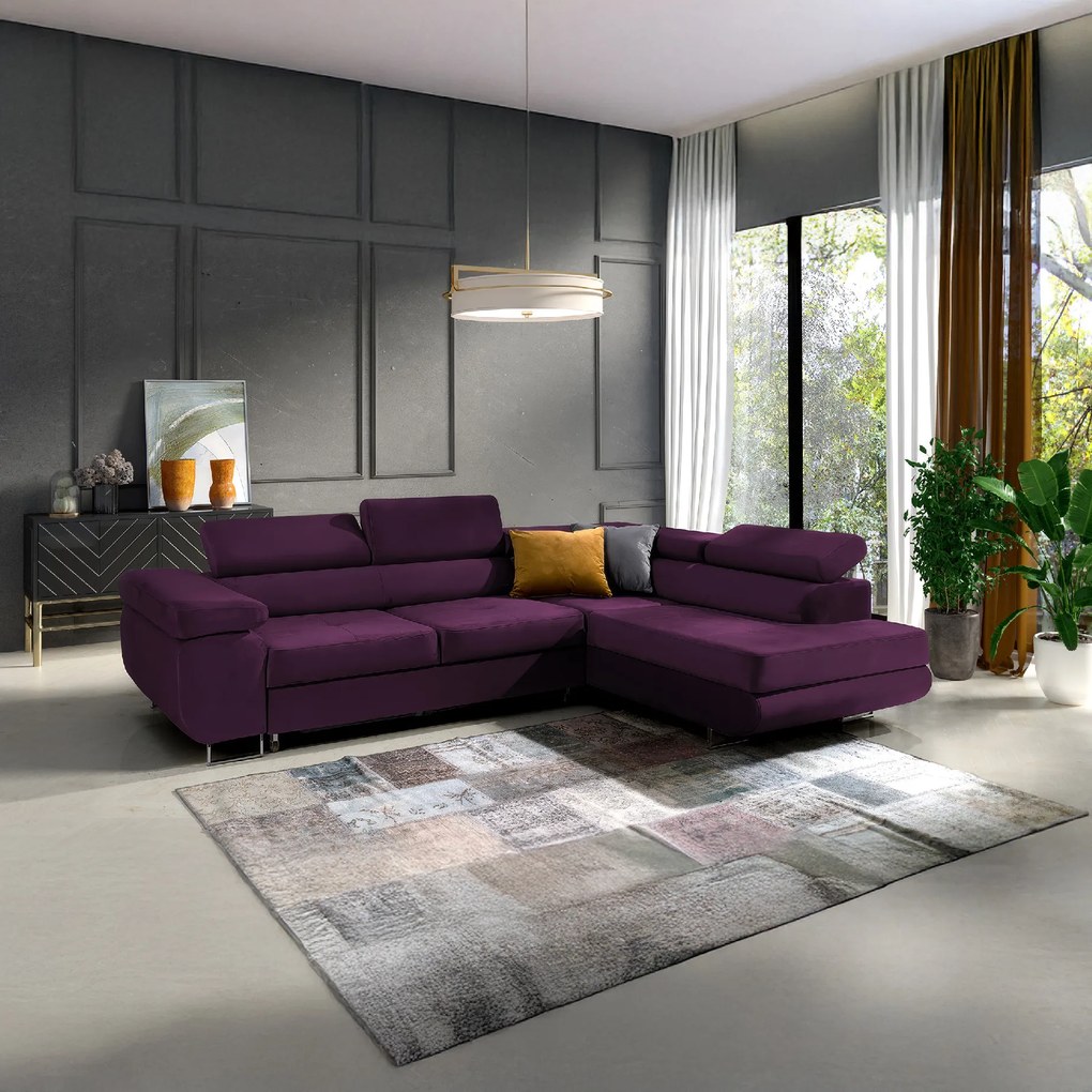 Rohová rozkládací sedací souprava do L URUS, 271 cm, s úložným prostorem Roh pohovky: Pravý, Barva látky: Šedá (Kronos 15)