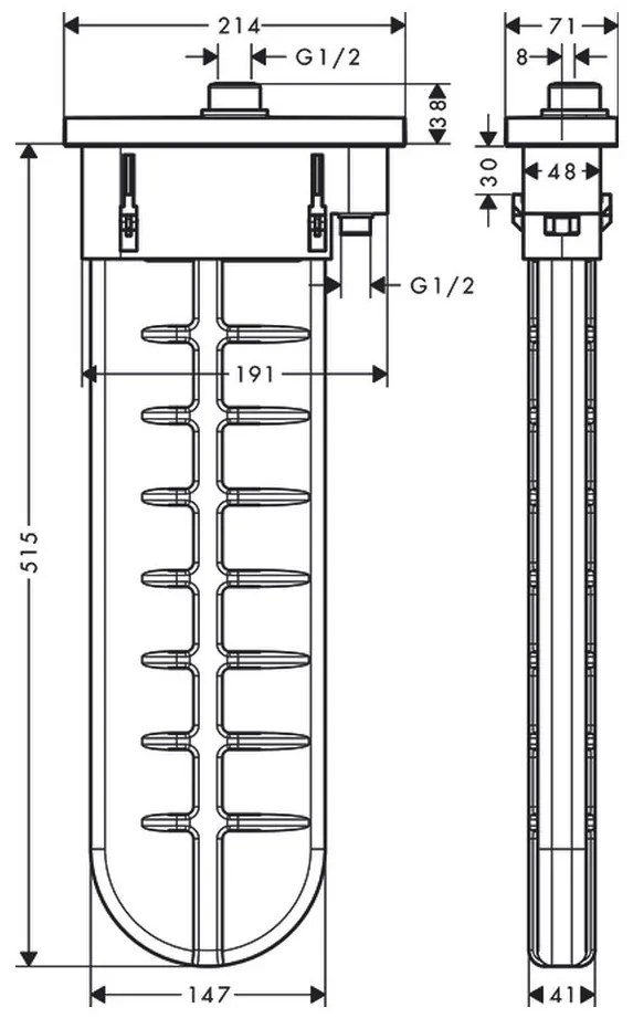 Hansgrohe sBox, průchodka vytahovací sprchy s hadicí, pro montáž na okraj vany, oválná, chromová, HAN-28020000