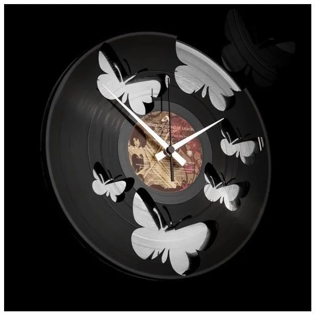 Designové nástěnné hodiny Discoclock 056 Motýli Silver 30cm
