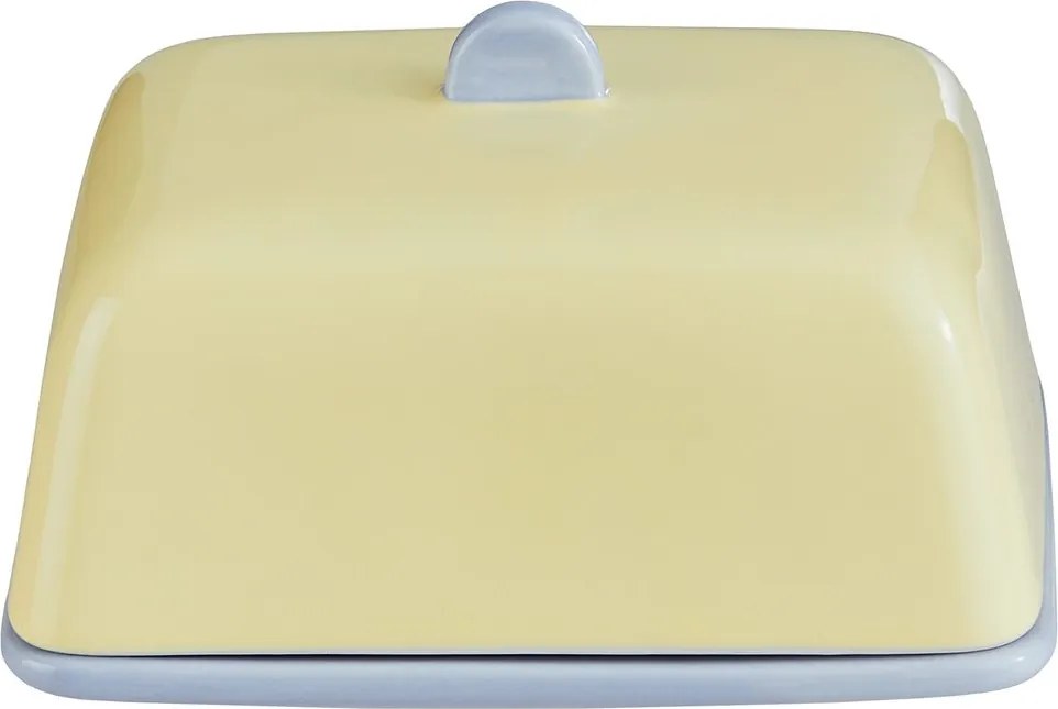 BUTTER Dóza na máslo keramická - žlutá/modrá