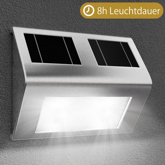 LED solární nástěnné osvětlení nerezové 101594