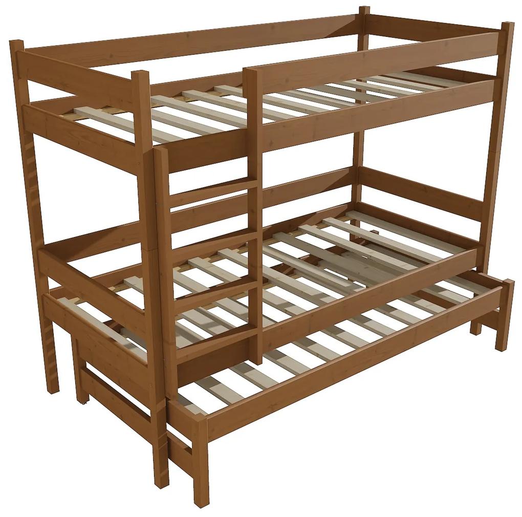 Vomaks Patrová postel s výsuvnou přistýlkou PPV 013 Rozměr: 80 x 180 cm, Barva: bezbarvý lak, Prostor mezi lůžky: 80 cm