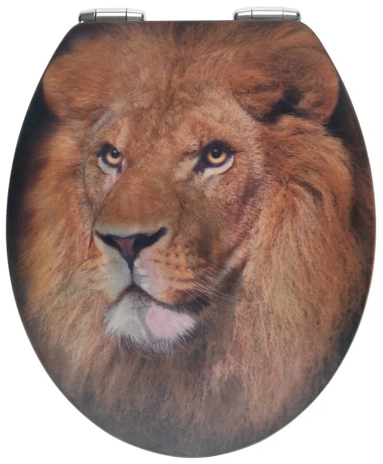 WC sedátko s 3D obrázkem a snadným zavíráním Wenko Lion, 44,5 x 38 cm