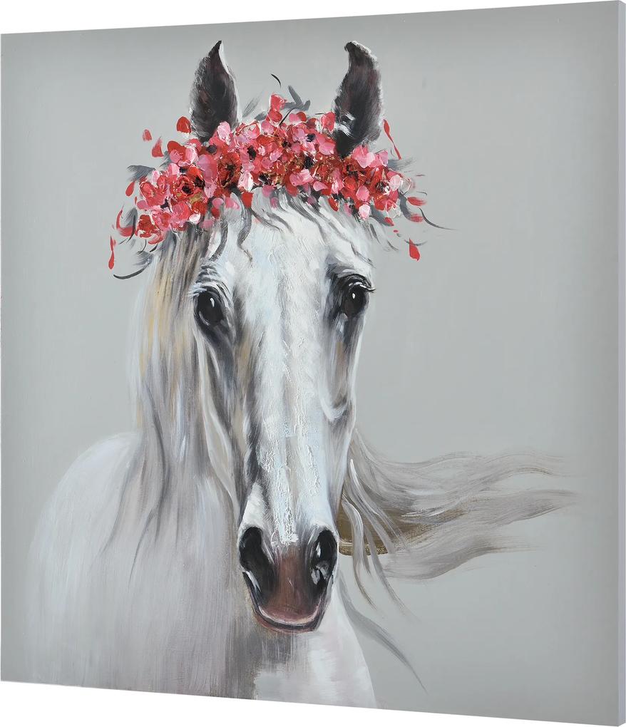 [art.work] Ručně malovaný obraz - kůň - plátno napnuté na rámu - 100x100x3,8 cm