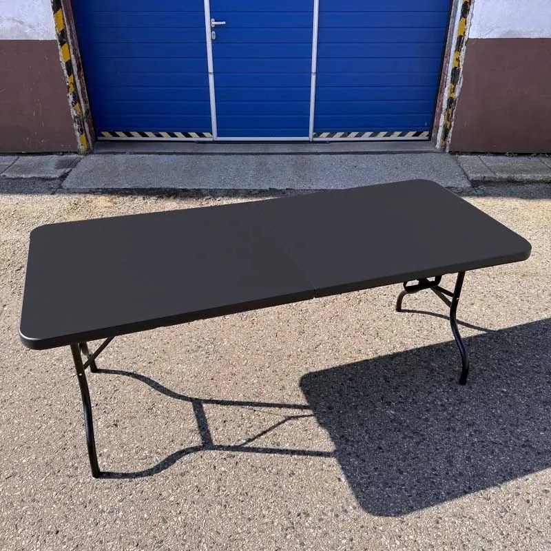Skládací catering stůl 183x76cm (Vysoce kvalitní multifunkční stůl s plastovou deskou a skládacími ocelovými nohami)