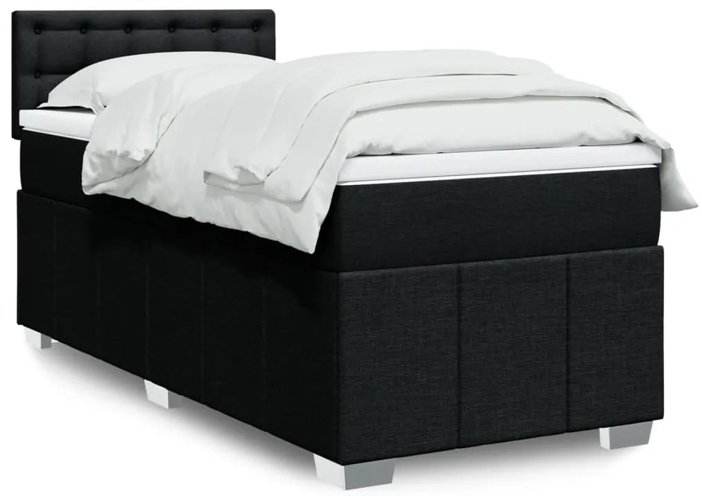 Box spring postel s matrací černá 90x200 cm textil 3286967