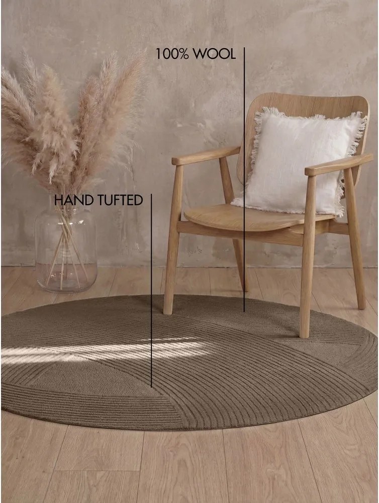 Hnědý vlněný kulatý koberec ø 160 cm Kensington Victoria – Ted Baker
