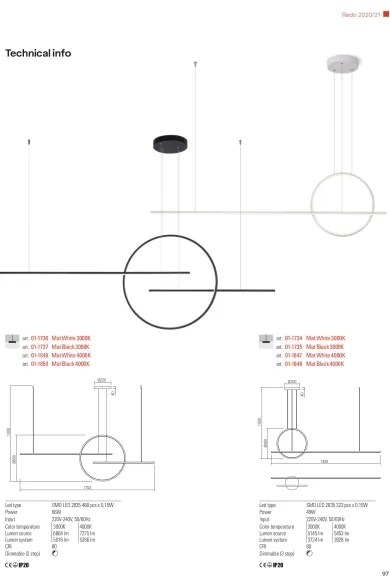 Redo 01-1737 - LED Stmívatelný lustr na lanku GIOTTO LED/56W/230V černá
