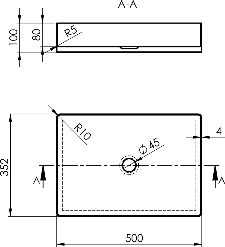 Sapho AURUM nerezové umyvadlo na desku 50 x 35,2 cm včetně výpusti bez přepadu zlatá mat AU203