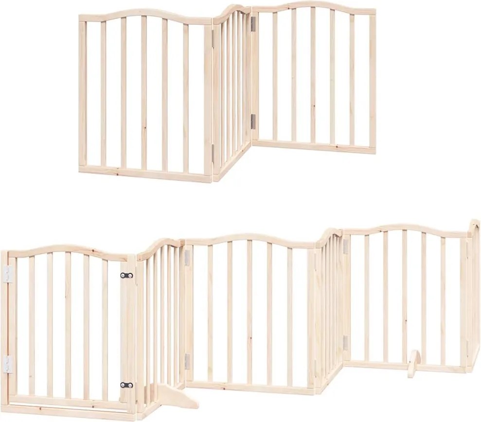 Zábrana pro psy s dvířky skládací 9 panelů 450 cm topol 3155585