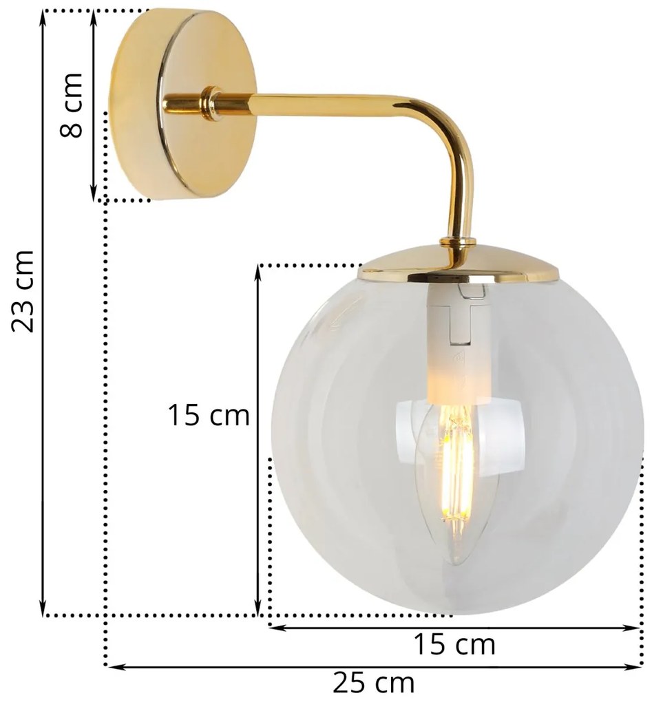 Nástěnné svítidlo Paris 2, 1x čiré skleněné stínítko, G