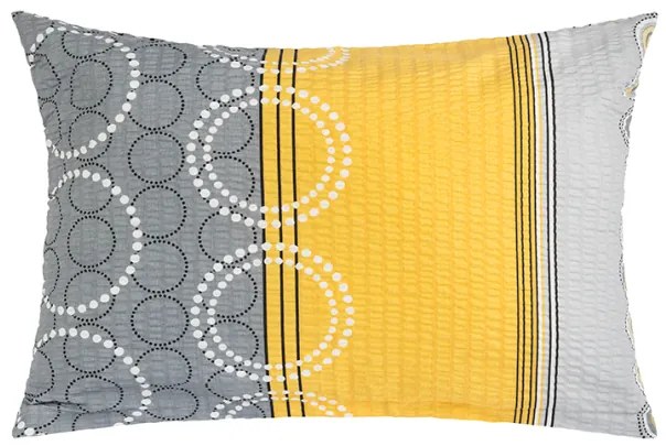 Bellatex Povláček krepový na zip Kroužky šedá, žlutá rozměr 40x40 cm