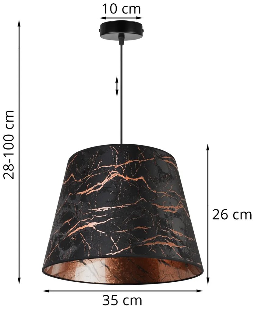 Závěsné svítidlo WERONA 3, 1x černé textilní stínítko se vzorem, C, S