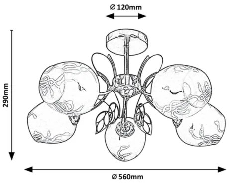 Rabalux - Lustr na tyči 5xE27/40W/230V