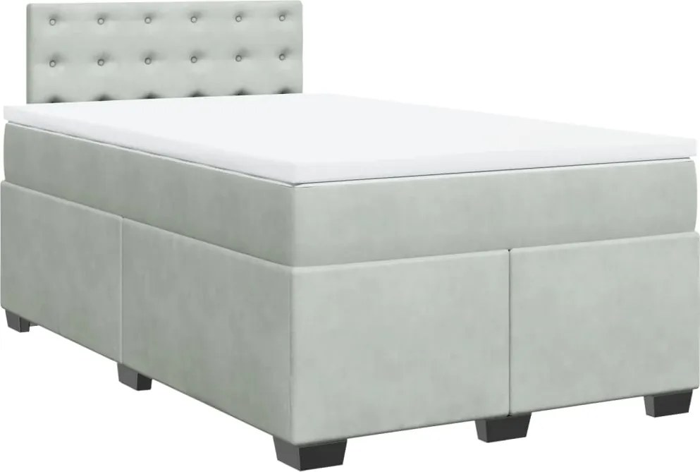 Box spring postel s matrací světle šedá 120 x 200 cm samet 3288594
