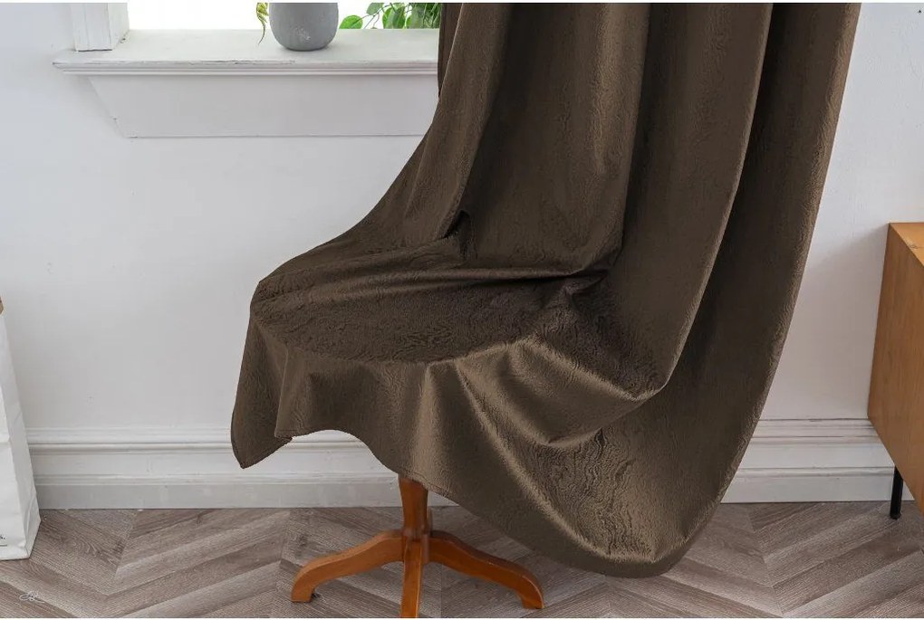 Zatemňovací závěs DUNES VELVET 140x250 cm, hnědý Zavěšení: Kovové kroužky