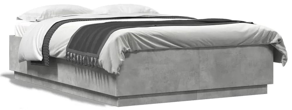 Rám postele s LED osvětlením betonově šedý 140x200 cm kompozit,  3209614