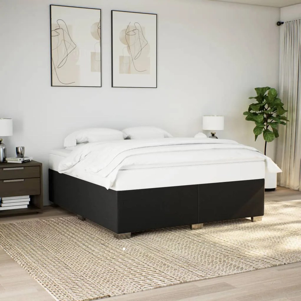 Rám postele bez matrace černý 200 x 200 cm textil 3284501