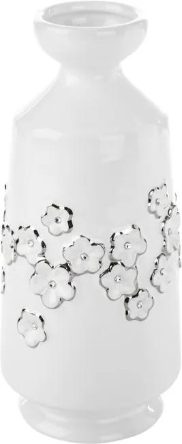 EUROFIRANY Váza Blanka bílá/stříbrná Velikost: 11 x 11 x 24,5 cm