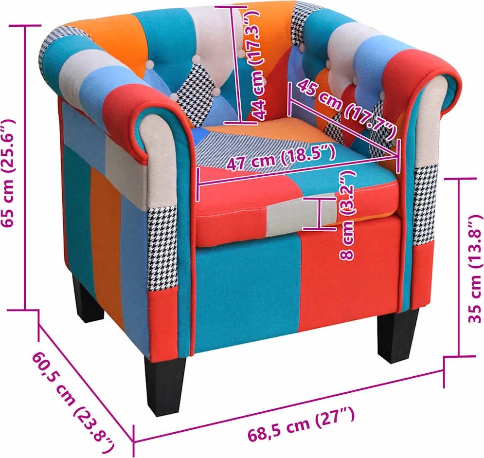 Křeslo patchwork textilní 241027